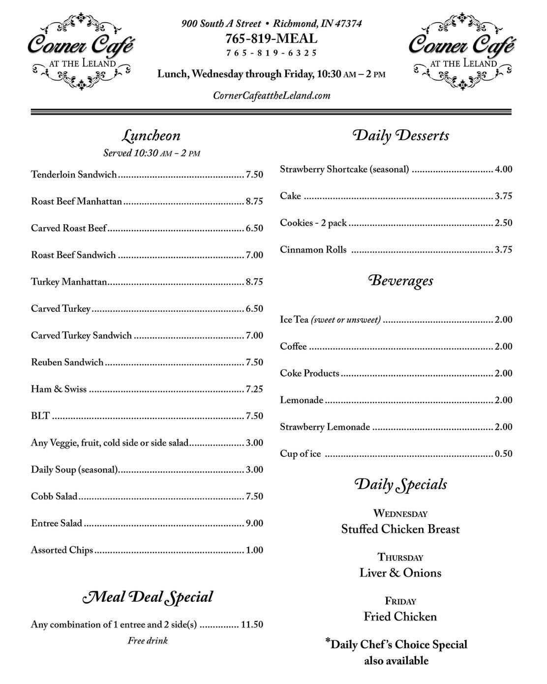 Corner Café at The Leland – Home cooked, quality meals and catering at ...